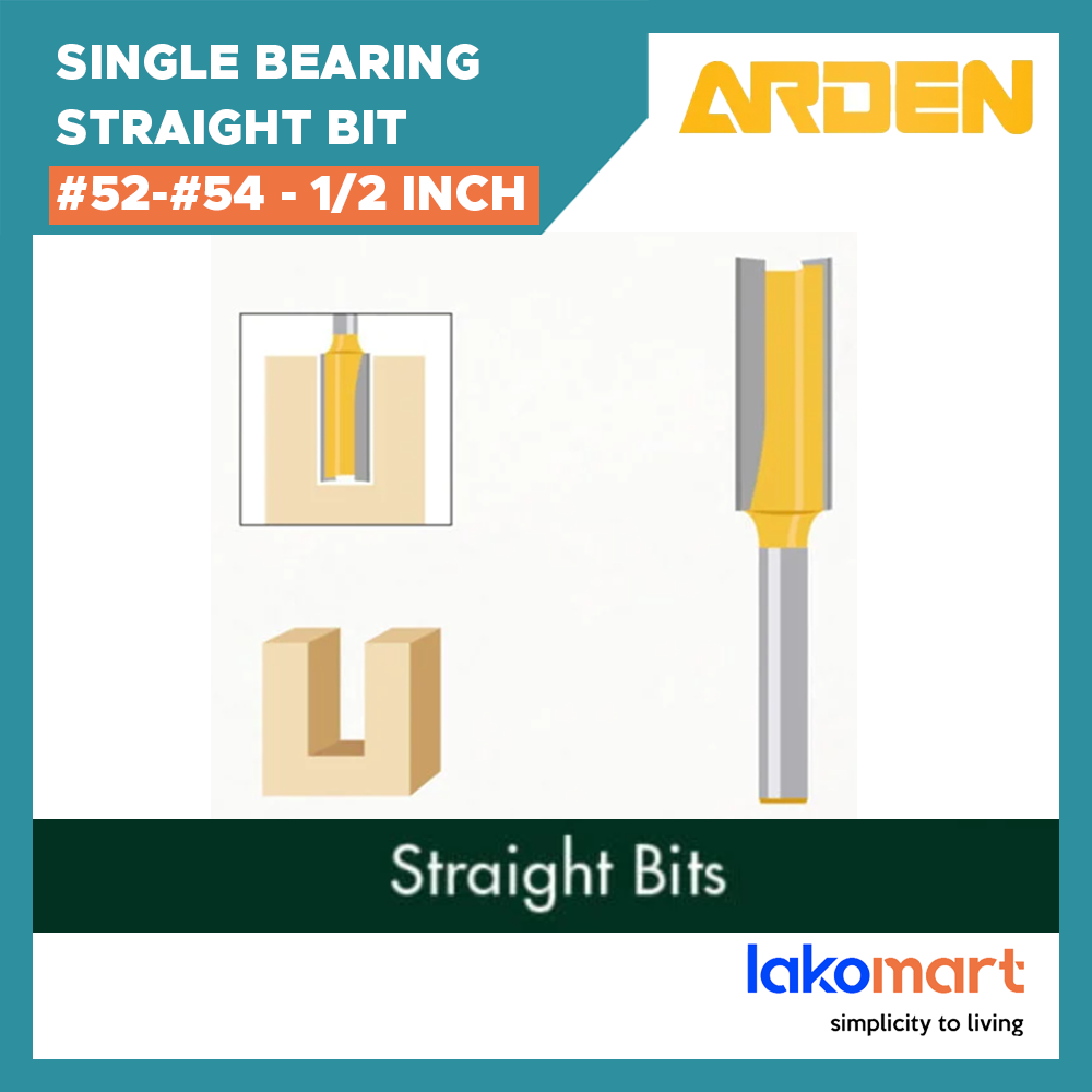 ARDEN 1/2 inch shank - Single Bearing Straight Bit for grooving trimmi ...