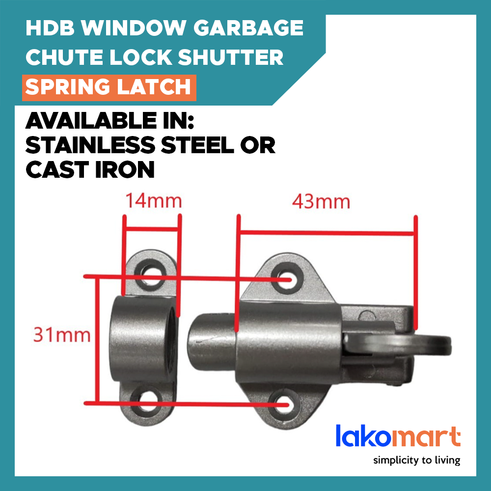 HDB Window Garbage Rubbish Chute Lock Shutter Spring Latch Silver (Sta ...