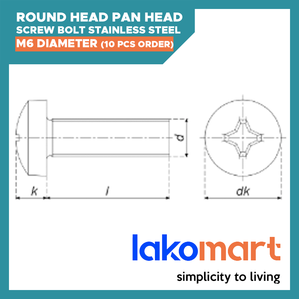 M6 Diameter Stainless Steel Plus/ Cross/ Philips Head Round Head Pan H ...
