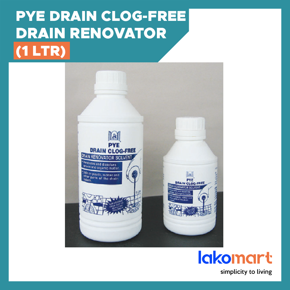 PYE DRAIN CLOG FREE declog Drain Renovator Solvent (500ML/ 1LTR ...