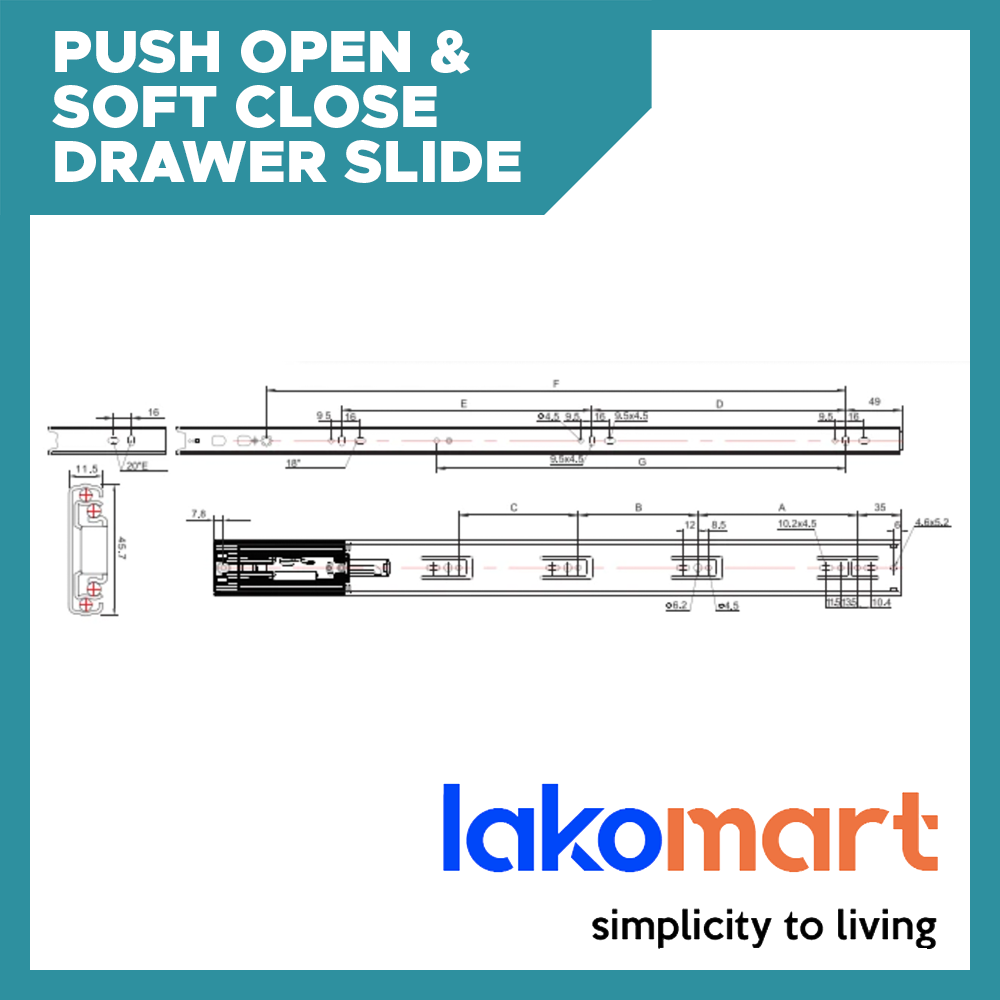Push to Open Soft Closing Bearing Slide for Kitchen Cabinet – lakomart.sg