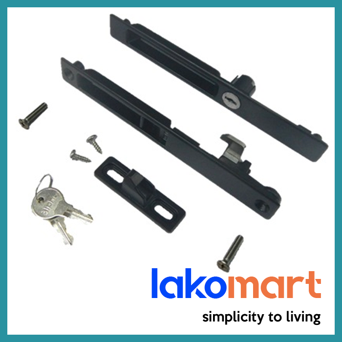 Aluminium Sliding Door Lockset with Key Lock/ No Key (182 X 23mm ...