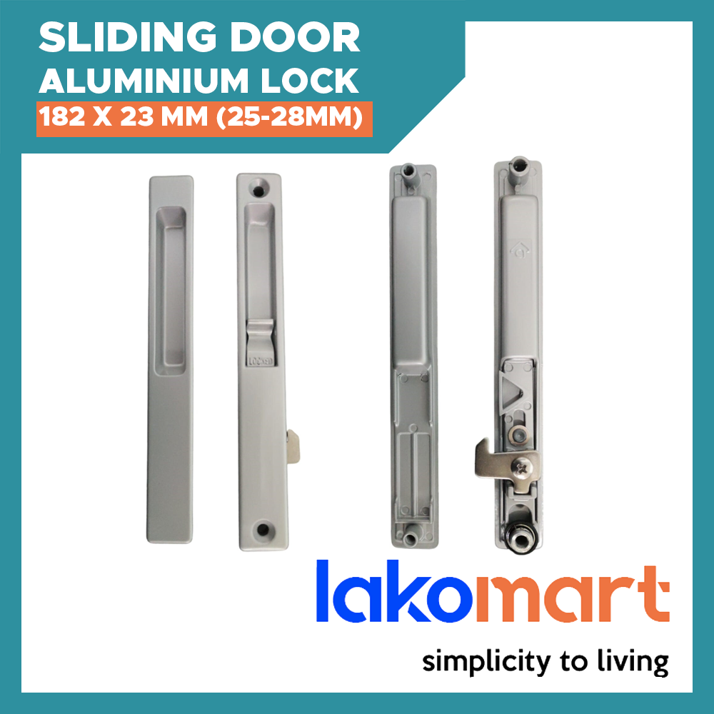 Aluminium Sliding Door Lockset with Key Lock/ No Key (182 X 23mm ...
