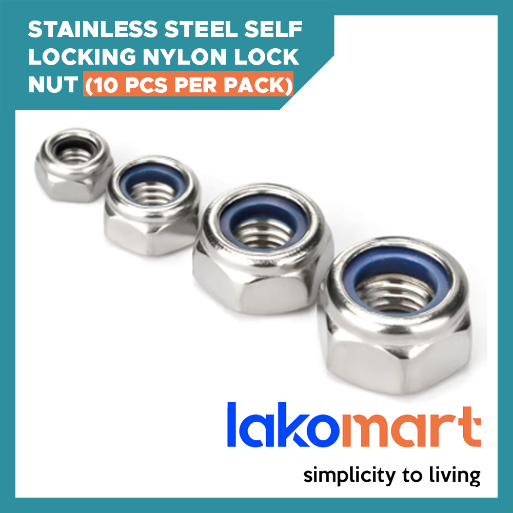 Stainless Steel Self Locking Nyloc Nylon Lock Nut (10pcs per order) (M ...
