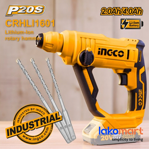 Ingco Cordless Rotary Hammer Drill 20v [crhli1601] Battery And Charg