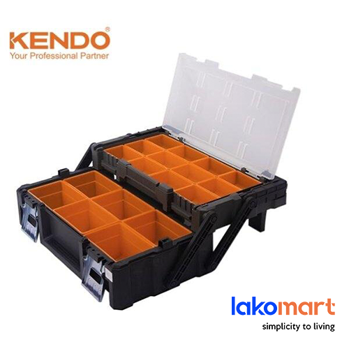 KENDO 18 Compartment Plastic Organiser Tool Box Cantilever ToolBox - 4 ...