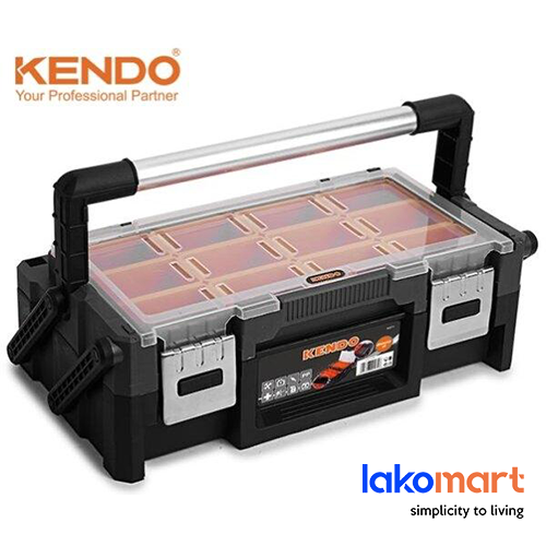 KENDO 18 Compartment Plastic Organiser Tool Box Cantilever ToolBox - 4 ...