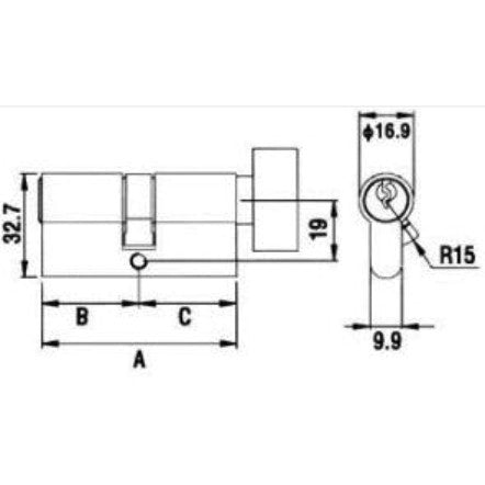 Door Cylinder Lock Single Key With Thumbturn with 3 Normal Keys ...
